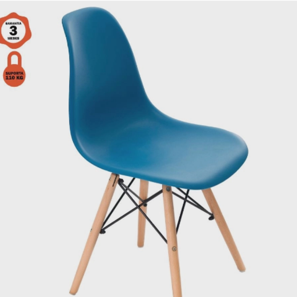 Cadeira Charles Eames Wood Dsw Azul Petroleo - Base Madeira | Leroy Merlin