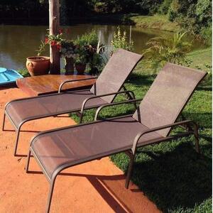 Cadeira Espreguiçadeira De Piscina Em Aluminio E Tela Sling | Leroy Merlin