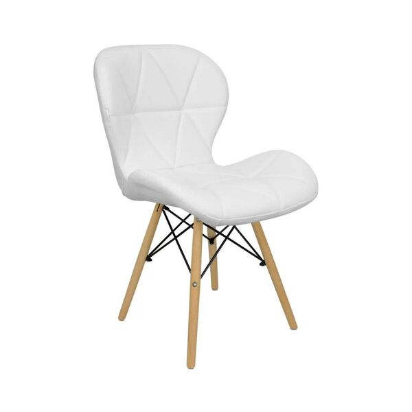 Cadeira Estofada Eiffel Slim Wood Pés De Madeira - Branco | Leroy Merlin