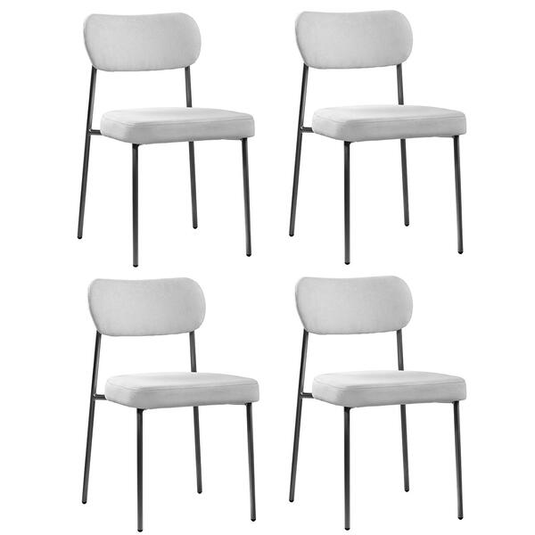 Cadeira Jantar Estofada Pé Metal Preto Kit 4 Lavy Boucle Cinza S08 ...