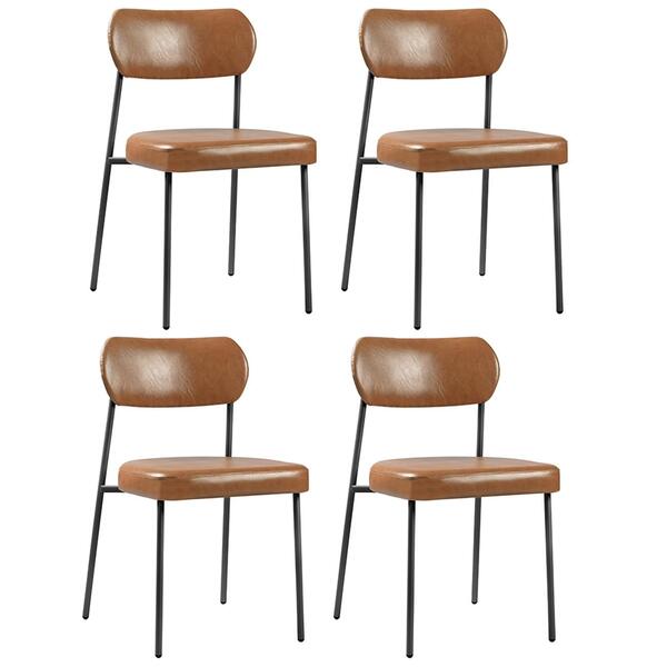 Cadeira Jantar Estofada Pé Metal Preto Kit 4 Lavy Sintético Amarula S08 ...