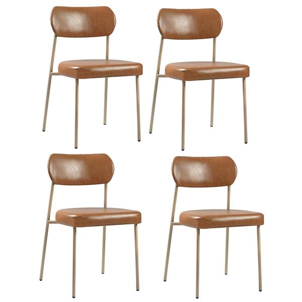 Cadeira Jantar Estofada Pé Metal Rosê Kit 4 Lavy Sintético Amarula S08 ...