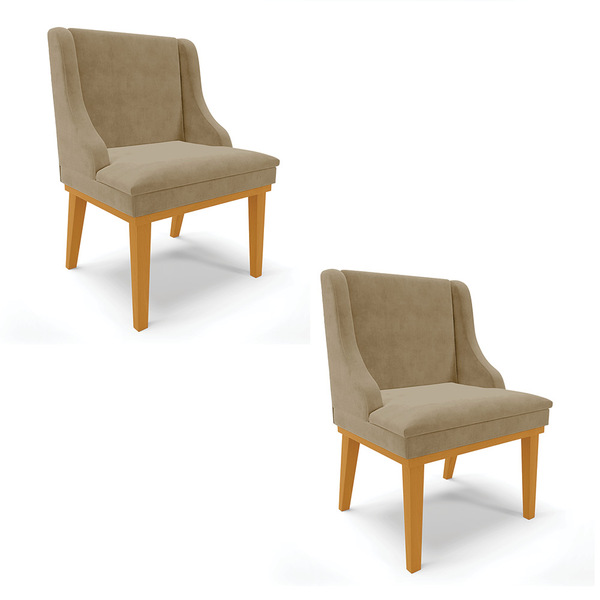 Cadeira Sala Jantar Kit 2 Liz Base Madeira Castanho Suede D03 - D'rossi ...