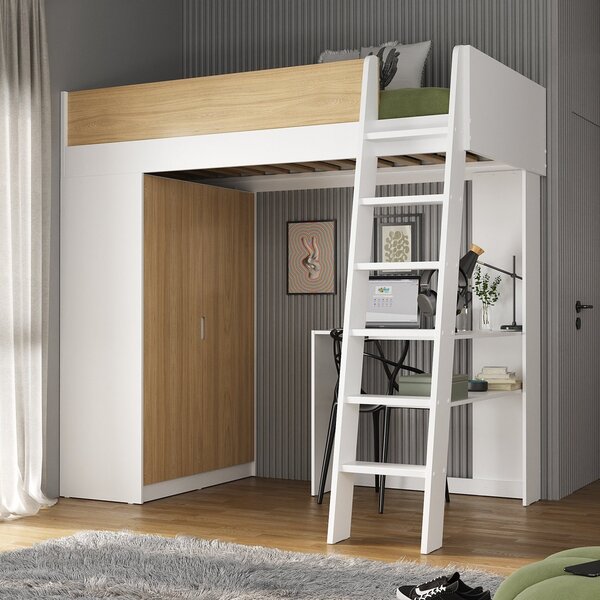 Cama Alta Com Guarda Roupa Martin Branco/olmo Italiano | Leroy Merlin