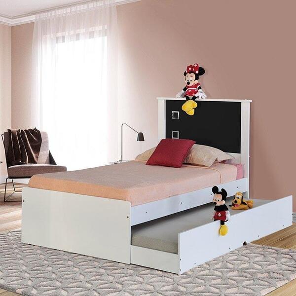 Cama Bibox Solteiro Barcelona Branco E Preto - Tebarrot | Leroy Merlin