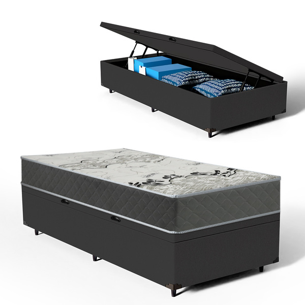 Cama Box Baú + Colchão Solteiro King D33 Iso 3000 Gazin 96x203x60cm ...