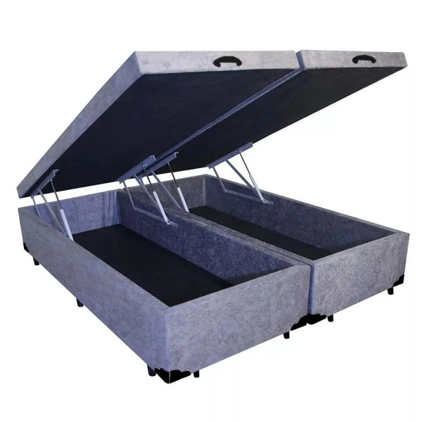 Cama Box Baú Queen 158 Suede Cinza | Leroy Merlin