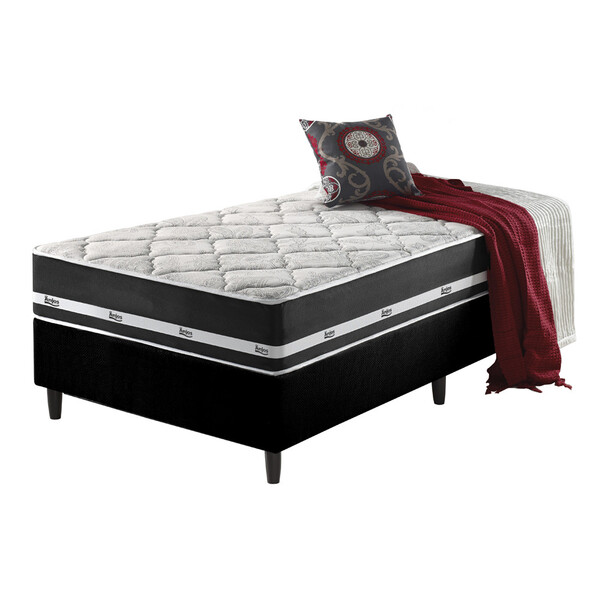 Cama Box Solteiro King Preto + Colchão Molas Ensacadas Los Angeles ...