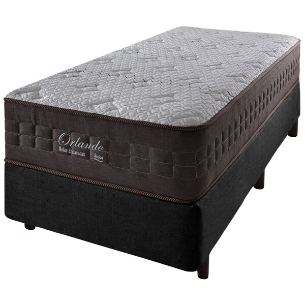 Cama Box Solteiro Solteiro King Preto + Colchão Molas Ensacadas Orlando ...
