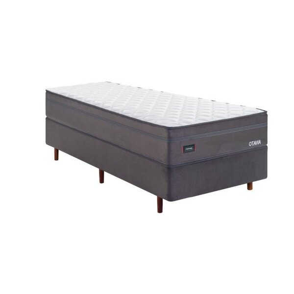 Cama Box Solteiro Molas 88x188cm Multispiral Otawa Mannes Cinza Cinza ...