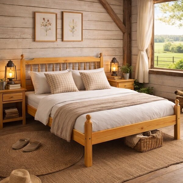 Cama Casal Naturalle Madeira De Pinus Bege/marrom Natural | Leroy Merlin