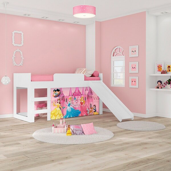 Cama Com Escada Joy Cortina Princesas Disney E Luz De Led Pura Magia ...