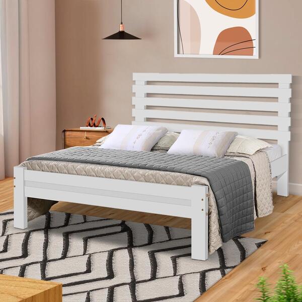 Cama De Casal Madeira Maciça Branco Stella Shop Jm | Leroy Merlin