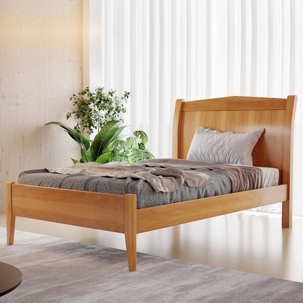 Cama De Solteiro Harmonia 90cm Madeira Maciça Nogueira - Josandro ...