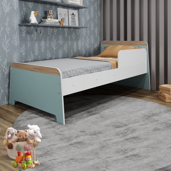 Cama Infantil Com Protecao Lateral Lorenza Branco/verde Bellagio Branco ...