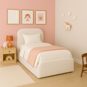 Cama Infantil Feminina Tamanho Solteiro Estofada Luxuosa Linho Off White | Black Friday Leroy Merlin
