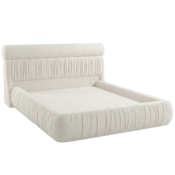 Cama Japonesa King Estofada Com Cabeceira Sora Bouclé Gelo - Nexta Casa ...