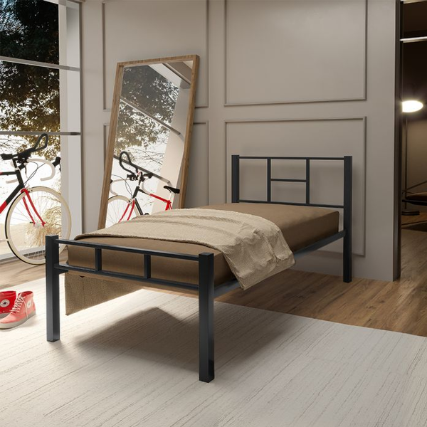 Cama Moderna Solteiro Aço Resistente Qualidade Preta | Leroy Merlin