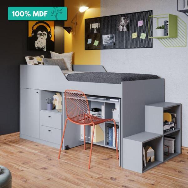 Cama Multifuncional Solteiro 100% Mdf 2 Gavetas 1 Porta 4 Nichos ...