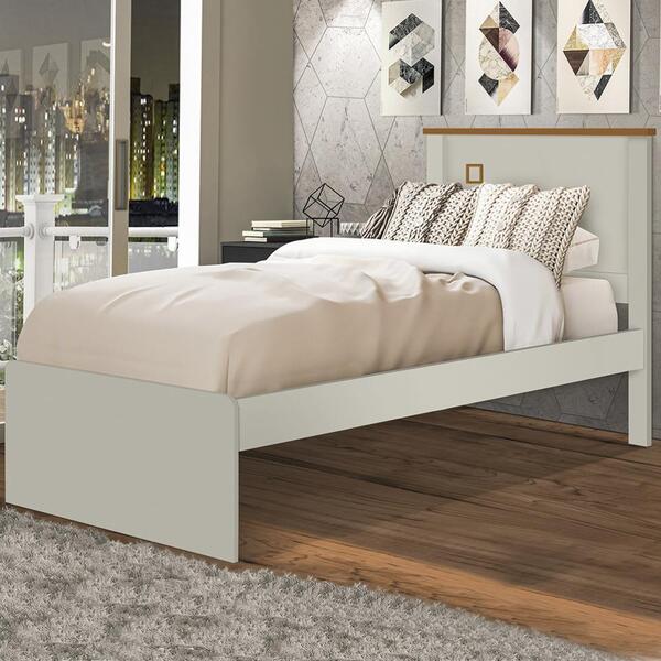 Cama Solteiro Barcelona Moderna - Off White Com Madeira - Tebarrot ...