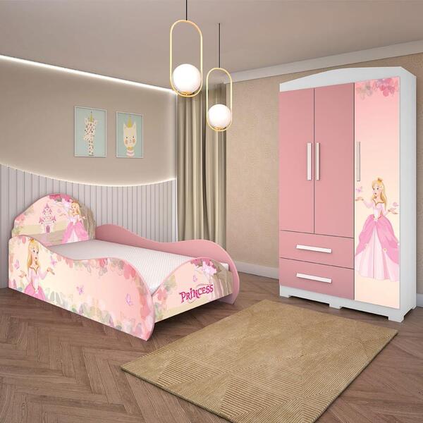 Cama Solteiro Com Guarda Roupa Princesa Encanto Rosa | Leroy Merlin