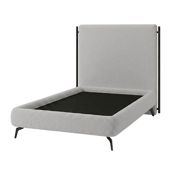 Cama Solteiro Pés Ferro Nami Com Cabeceira Parise Bouclé Cinza Claro ...
