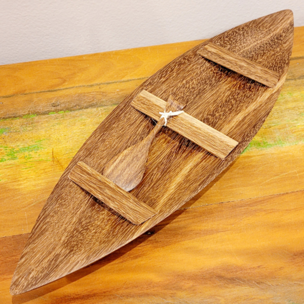 Canoa Indígena Madeira Lei com Remo 35cm - Amazônia - Marrom Sucupira ...
