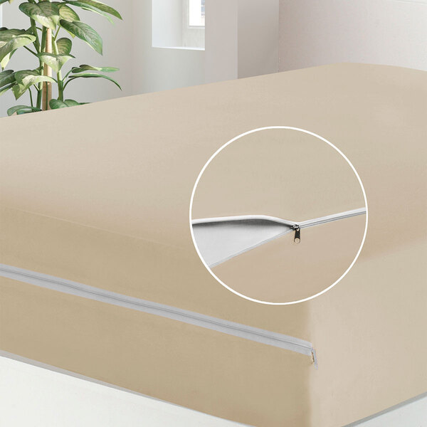 Capa De Colchão Solteiro De Malha Com Zíper 1,88m X 88cm X 30cm Cáqui ...