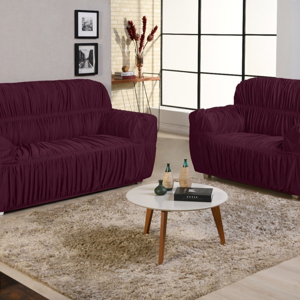 Capa De Sofá Com Elástico 2 E 3 Lugares - Vinho | Leroy Merlin
