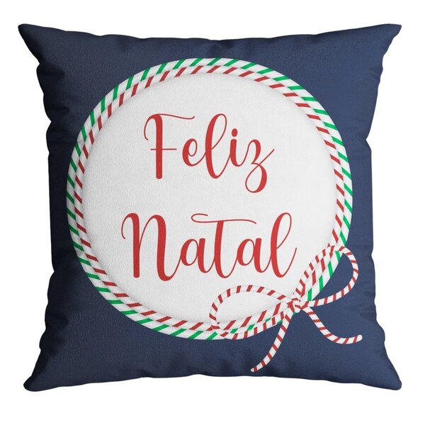 Capa Para Almofada Natalina Feliz Natal 43x43cm Belchior Uniq Marinho ...