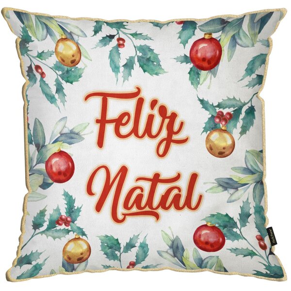 Capa Para Almofada Natalina 43x43cm Feliz Natal Com Enfeites Belchior ...