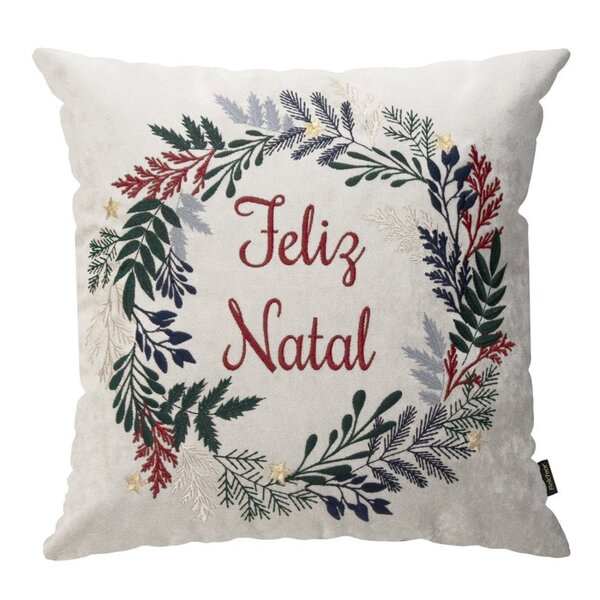 Capa Para Almofada Natalina Folhagem De Guirlanda Com Feliz Natal ...