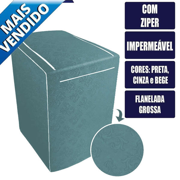 Capa para Maquina de Lavar Com Ziper - CINZA- Tam. G - Todas 8kg a 18kg ...