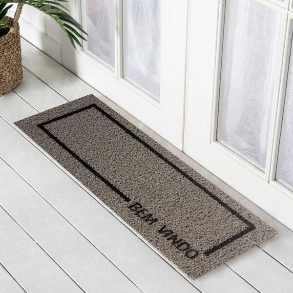 Capacho Bem vindo Retangular PVC Cinza Áreas Externas e Internas 0,7x0,3m Euro Mats | Leroy Merlin