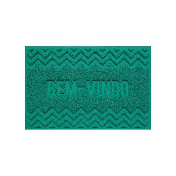 Capacho De Porta Pvc Antiderrapante 60x40cm Zig Zag Verde | Leroy Merlin