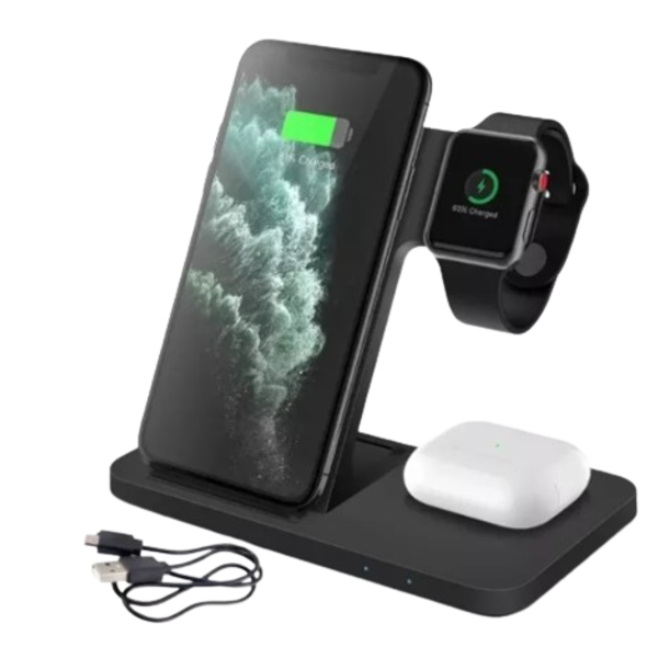 Carregador 3 Em 1 Sem Fio Usb 15w Cor Preto | Leroy Merlin Carregador 3 Em 1 Sem Fio Usb 15w Cor Preto | Leroy Merlin