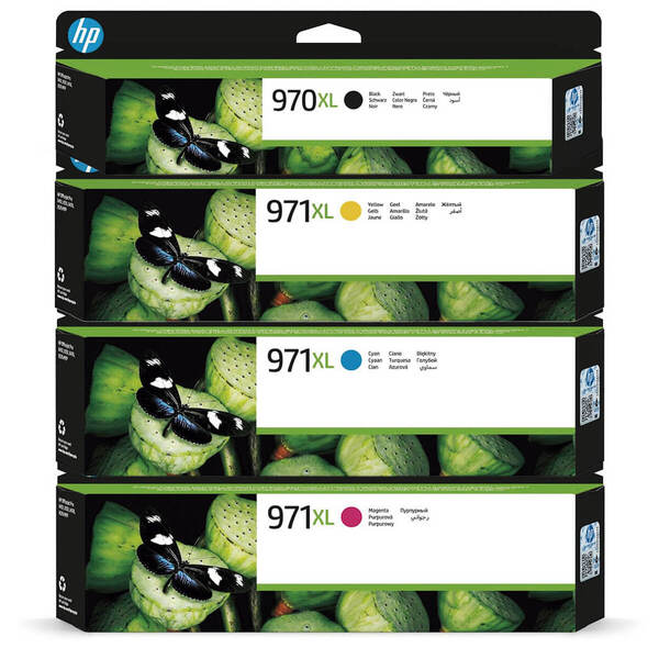 Cartucho De Tinta Hp 970xl Preto E Hp 971xl Kit 3 Cores Magenta Ciano E ...