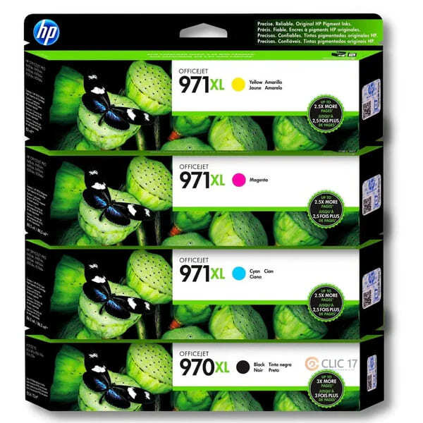 Cartucho De Tinta Hp 970xl Preto E Hp 971xl Kit 3 Cores Magenta Ciano E ...