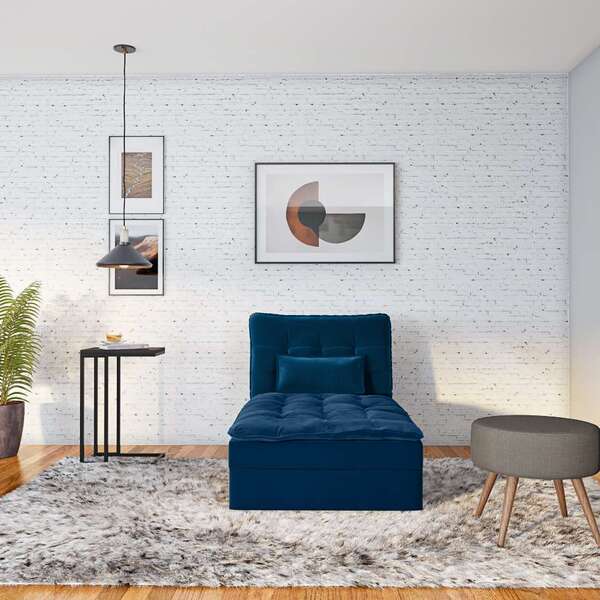 Chaise Poliana Veludo Azul | Leroy Merlin