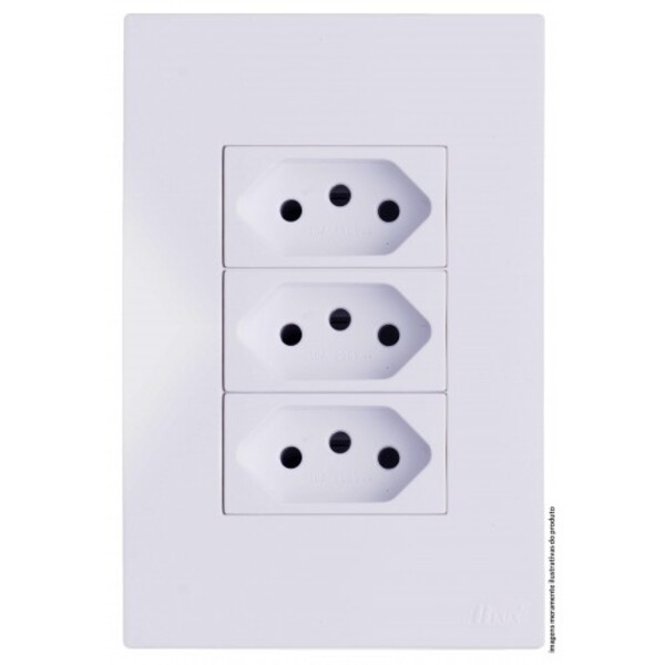 Cj Tomada Tripla 20a 4x2 - Recta Branco Gloss - Brg11228-3br | Leroy Merlin