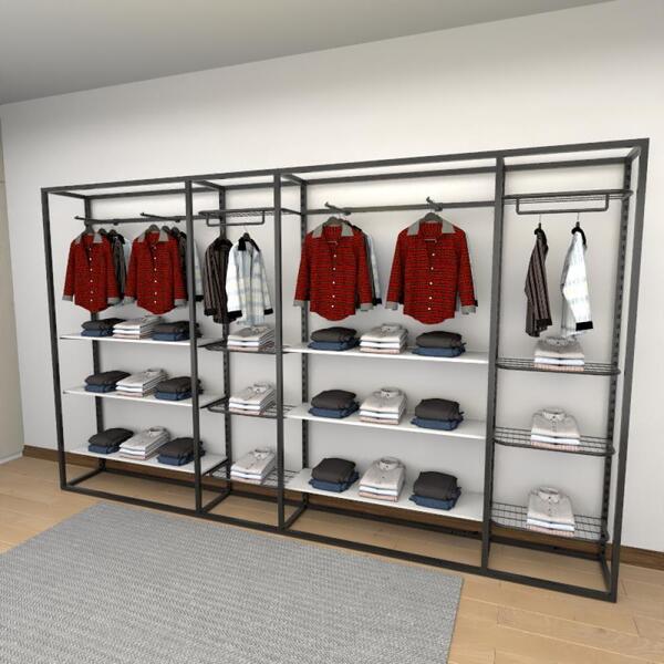 Closet Araras, Guarda Roupas Aberto Industrial Com 36 Peças Branco E ...