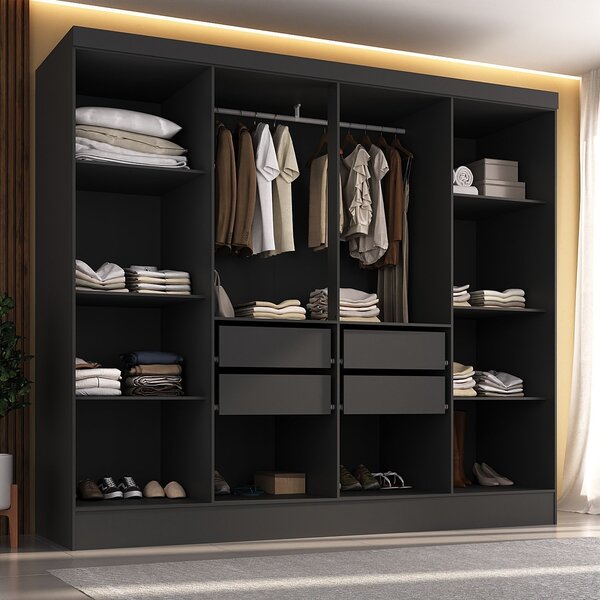 Closet Casal 100% Mdf 4 Gavetas Jatobá Yescasa Preto | Leroy Merlin