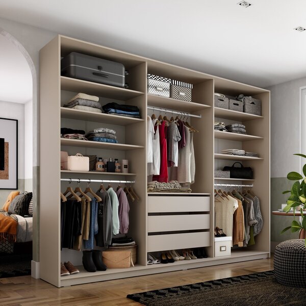 Closet Casal 100% Mdf Bp 237cm 3 Gavetas Monreale Bege | Leroy Merlin