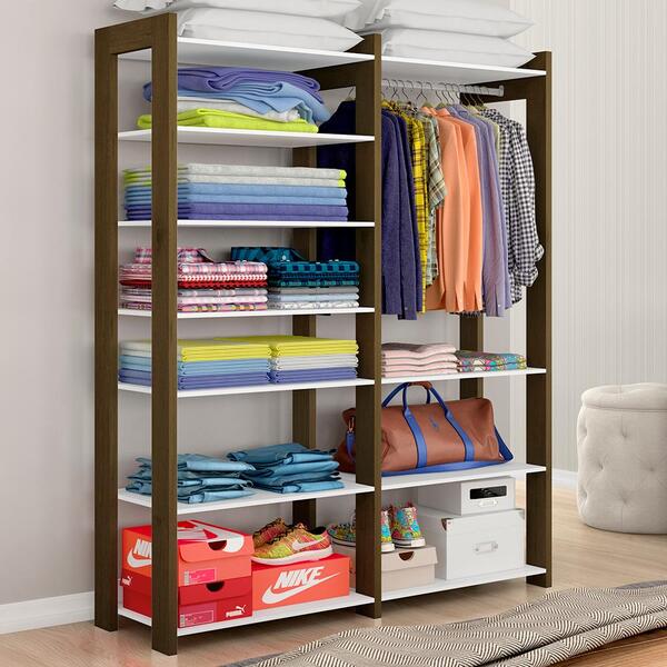 Closet Modulado Elora Ma1010 C/prateleiras Branco/ Cedro - Moveis ...
