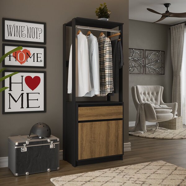 Closet Modular 2 Portas 1 Gaveta Verona Preto Fosco/cinamomo | Leroy Merlin