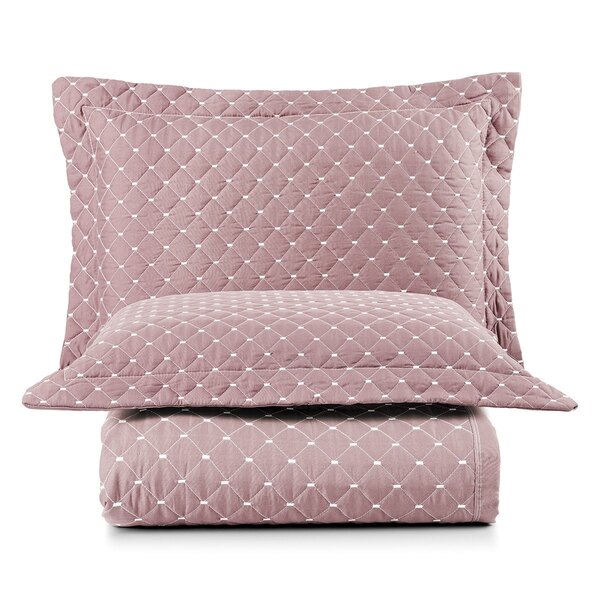 Cobre Leito Queen Ravena Bordado Micropercal 200 Fios 3 Peças - Rose ...