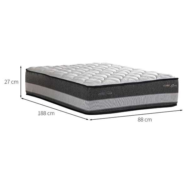 Colchão Solteiro Vivere Mola Maxspring (27x88x188) Branco E Cinza ...