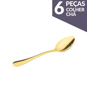 Colher Chá Elite 6 Peças Gourmet Mix Dourado | Leroy Merlin