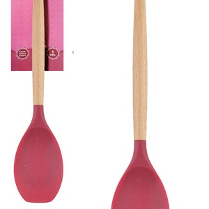 Colher De Servir Multiuso De Silicone Vinho Com Cabo Madeira | Leroy Merlin