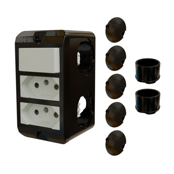 Combo Poliwetzel 3/4" PVC 2 Tomadas 10A 1 Interruptor Simples 2 ...